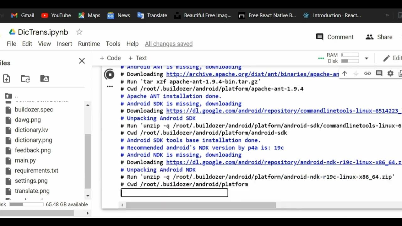 convert kivymd project to APK using Google Colab - YouTube