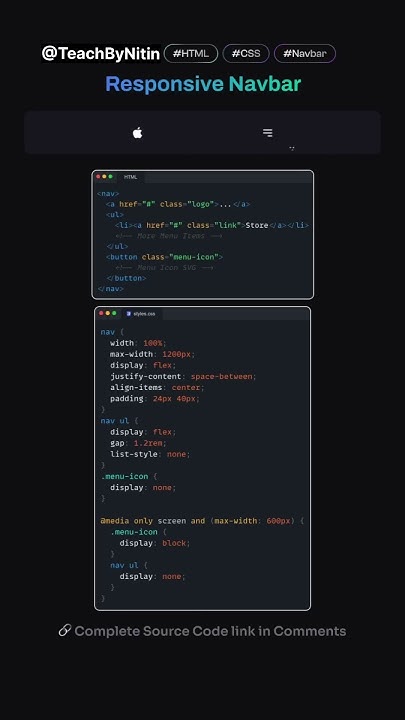 Responsive Navbar Html And Css Shorts Htmlcss Webdevelopment Shortsviral Teachbynitin Youtube