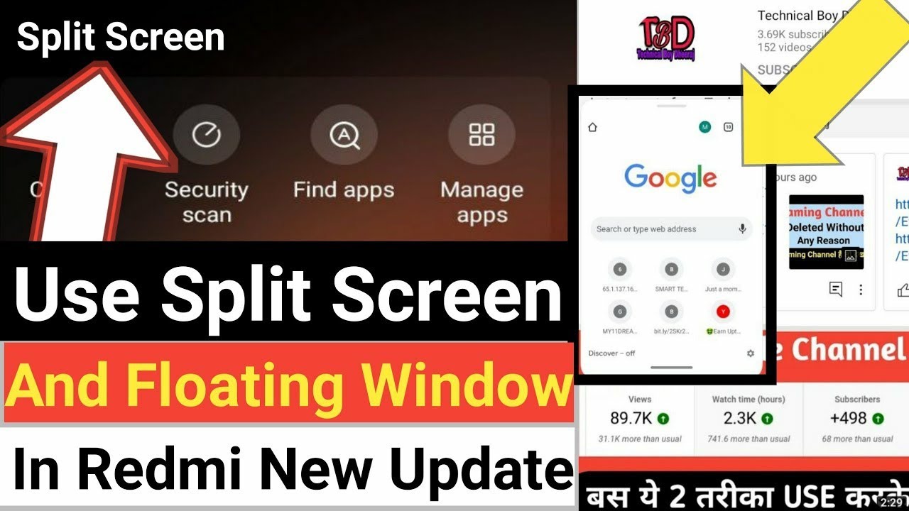 how to use split screen in redmi and floating window in redmi - YouTube