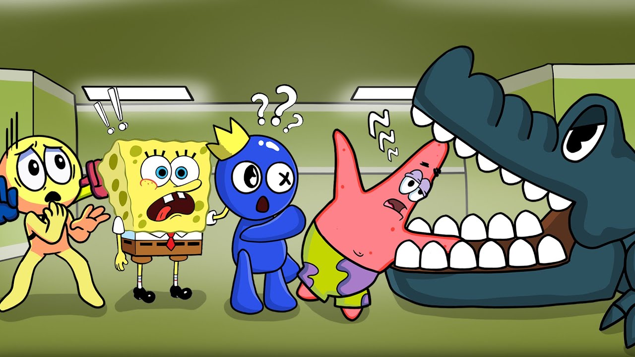 Rainbow Friends & Spongebob play Crocodile Dentist | Roblox Rainbow ...