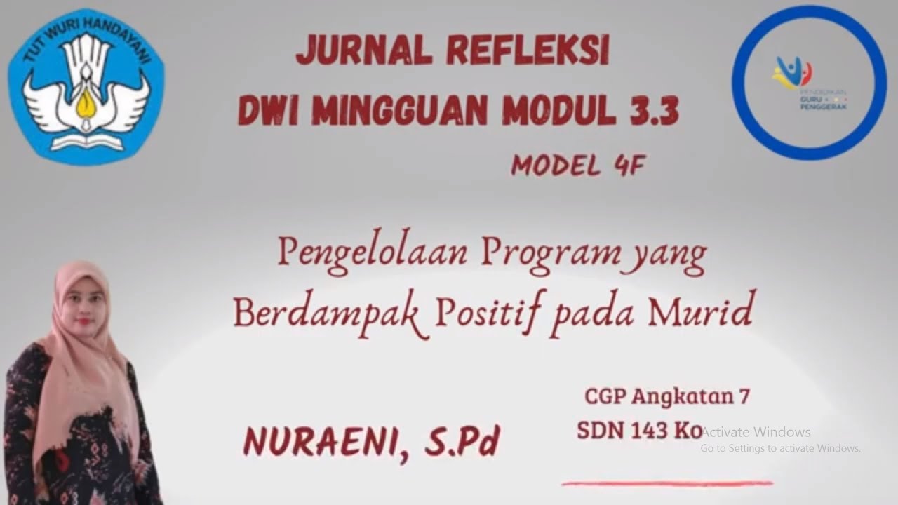 Jurnal Refleksi Modul 3.3 Model 4 F - YouTube
