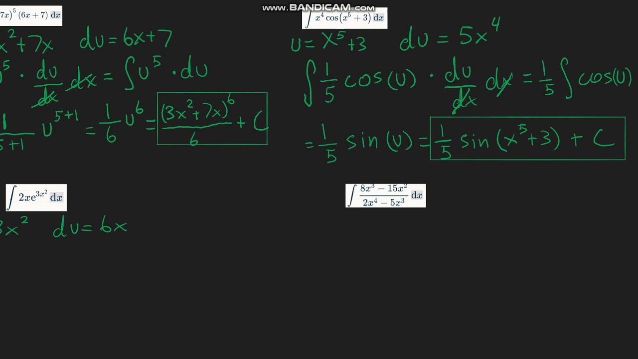 Practice Problem #7 - Integrating with 'u' Substitution - YouTube