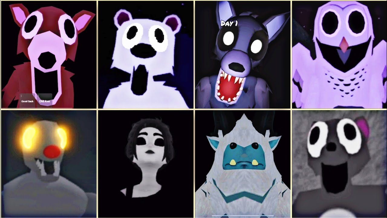 99 Nights In The Forest All Versions Jumpscares - Deer Vs Owl Vs Monkey ...