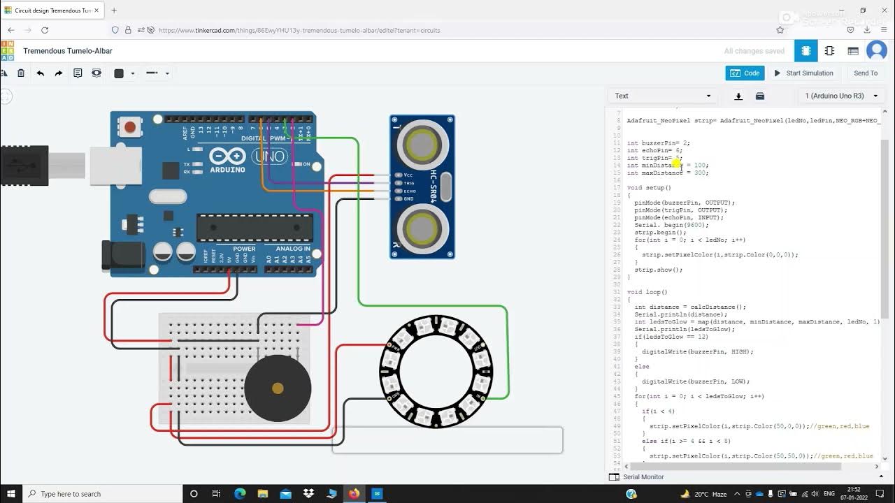 DIYAssign- 02.Social Distancing Indicator and Alarming System Using Tinkercad Arduino Uno # ...