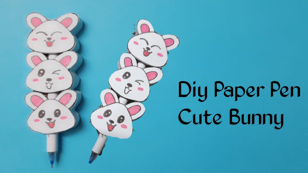 Easy cute pen decoration/how to make paper pen/Diy Cute Rabbit Pen/Easy ...