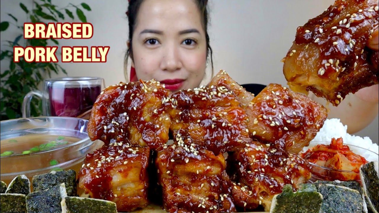 SPICY BRAISED PORK BELLY 🔥 | KOREAN RECIPE | MUKBANG ASMR - YouTube