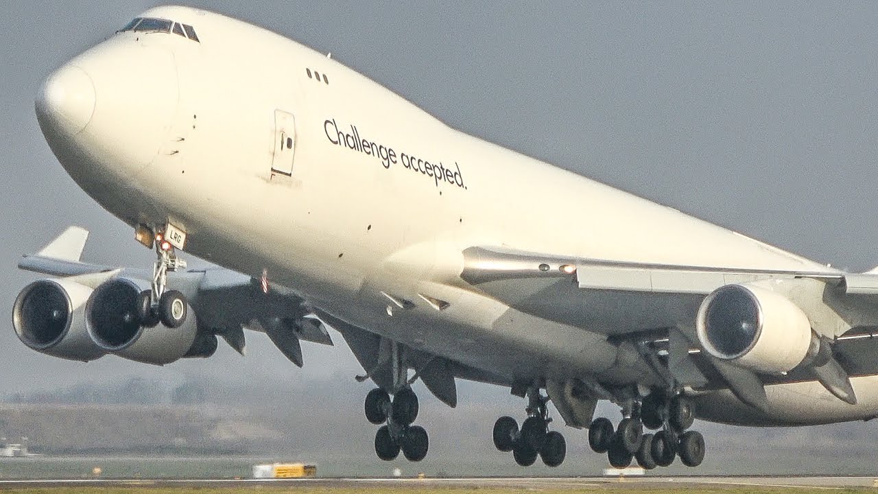 Boeing 747 TEST FLIGHT with 3 LANDINGS and 3 DEPARTURES + LOW PASS ...