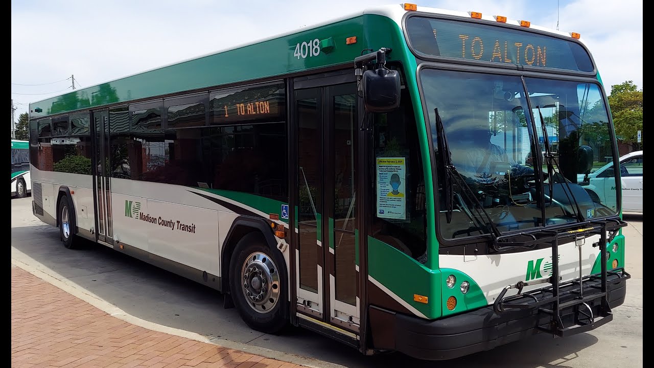 Madison County Transit (2010 Gillig BRT 40" #4018) on the #1 Riverbend ...