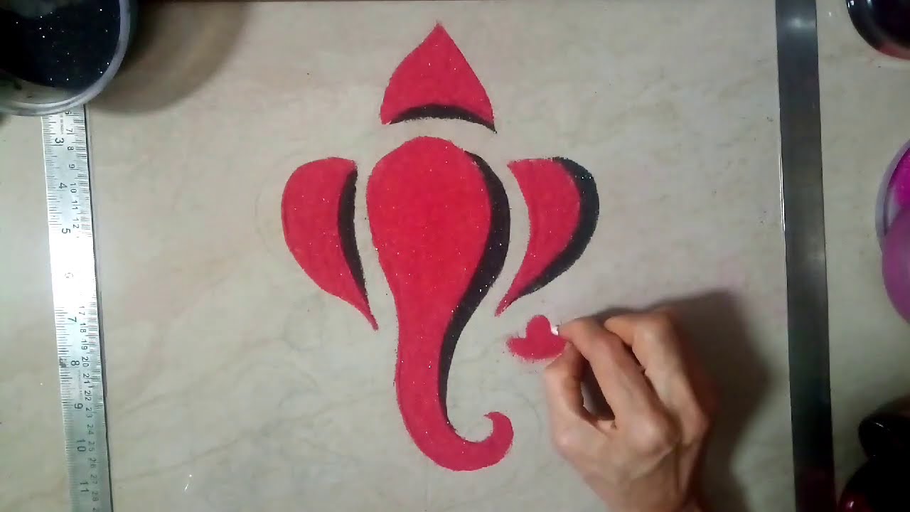 Ganesh rangoli | 3d Ganesh rangoli | colour sand art | थ्रीडी गणेश ...