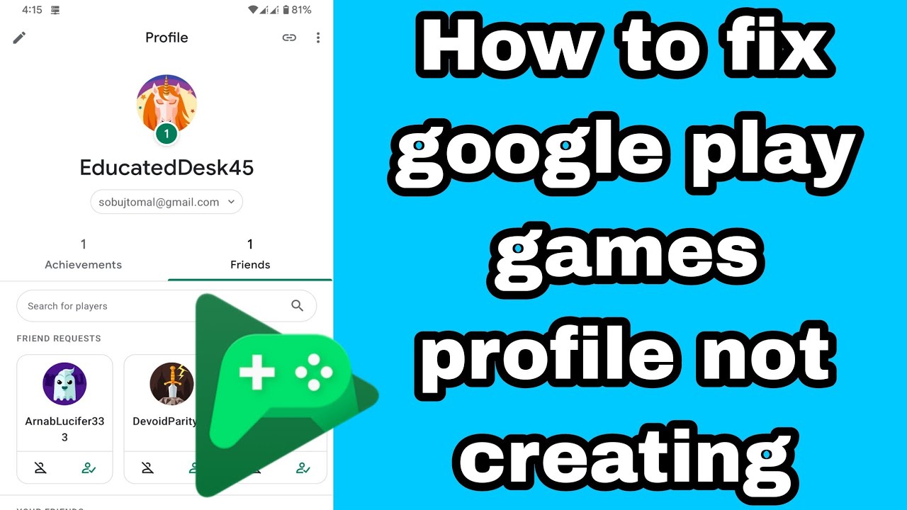 How to fix google play games profile not creating problem 2025 | how to ...