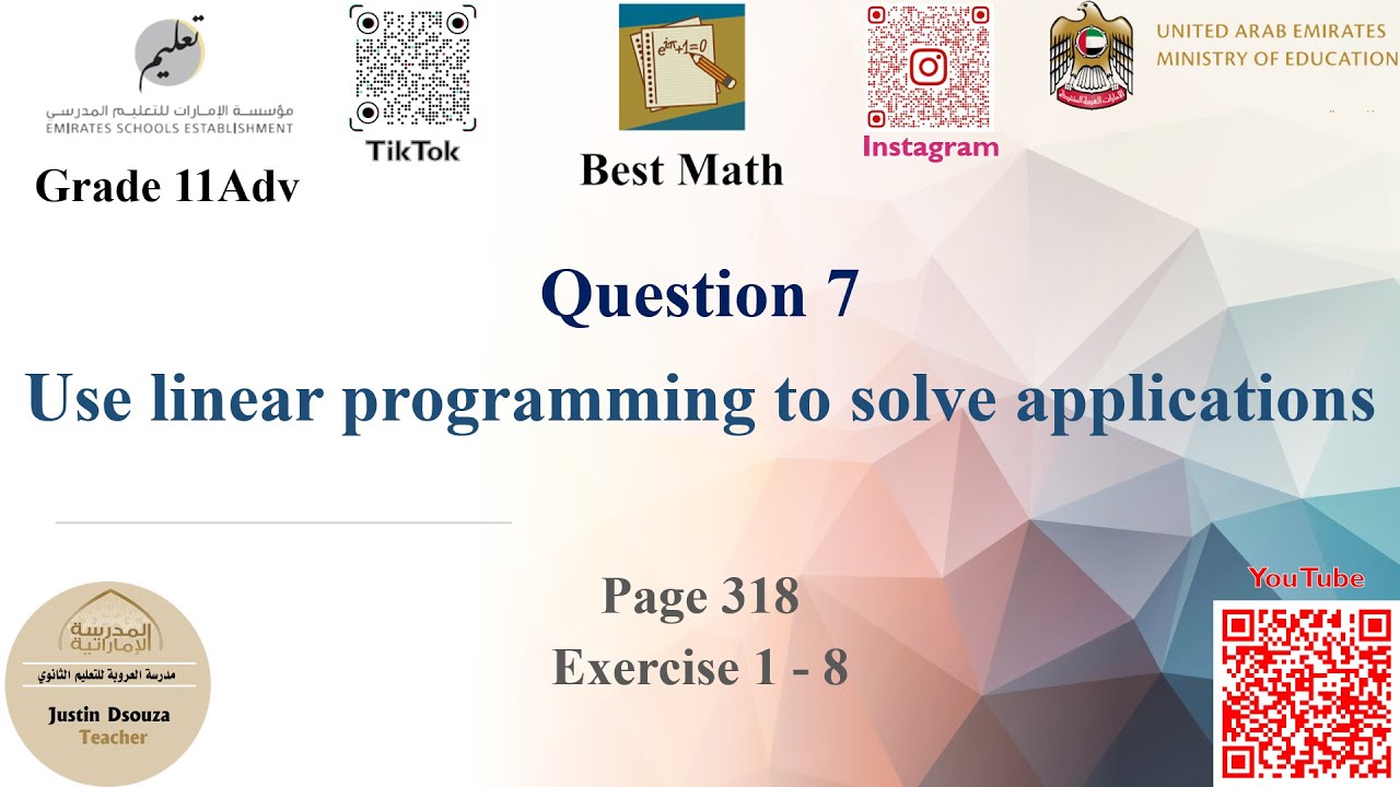 Finding maximum and minimum by linear optimization | Q7 P1 | 11A | EoT2 | - YouTube