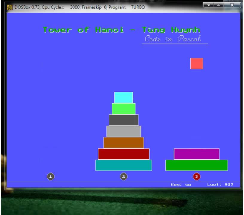 Tháp Hà nội (chuyển 10 đĩa bằng tay) - Tùng Huynh - code Pascal - YouTube