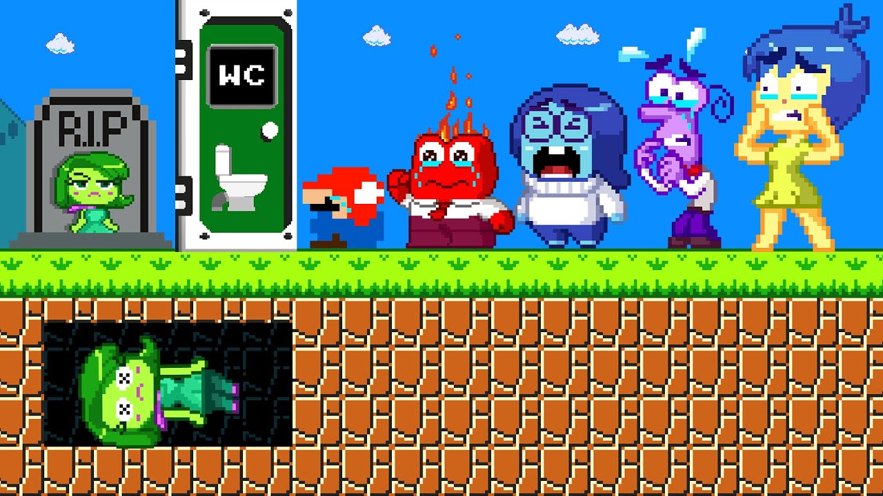 Mario and INSIDE OUT Characters R.I.P Disgust... Toilet MAZE Sad Story ...