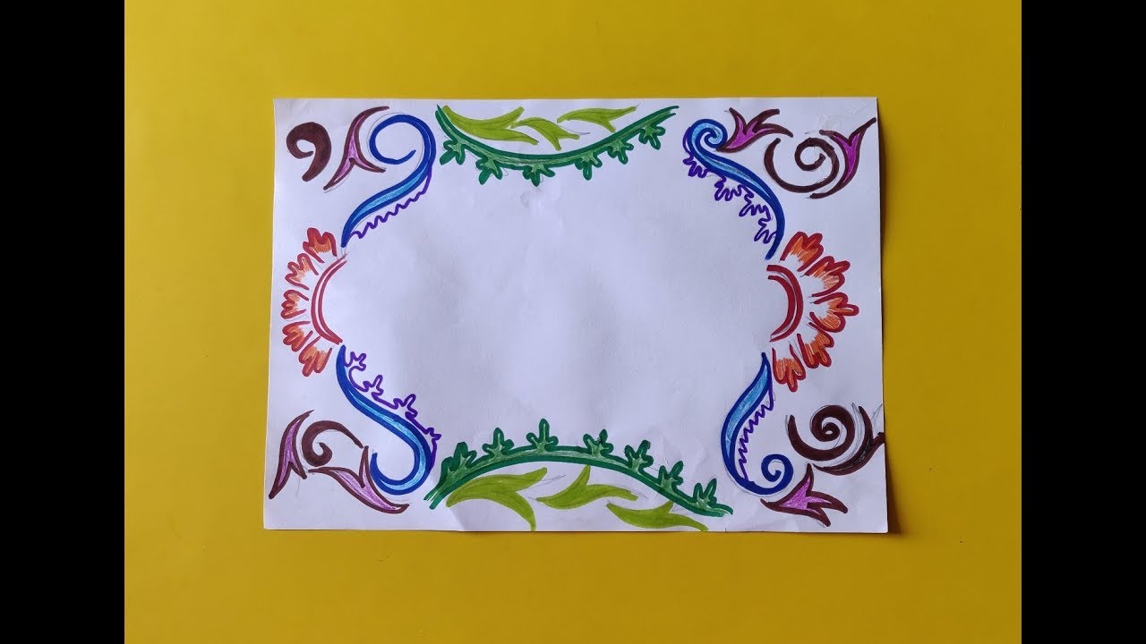 DIY ||Sketch pens ||Simple, Easy & Decorative Border Design For Project ...