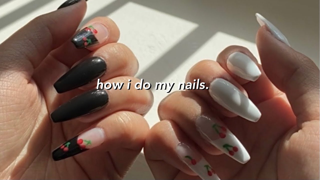 how i do my nails at home (no acrylic) - YouTube