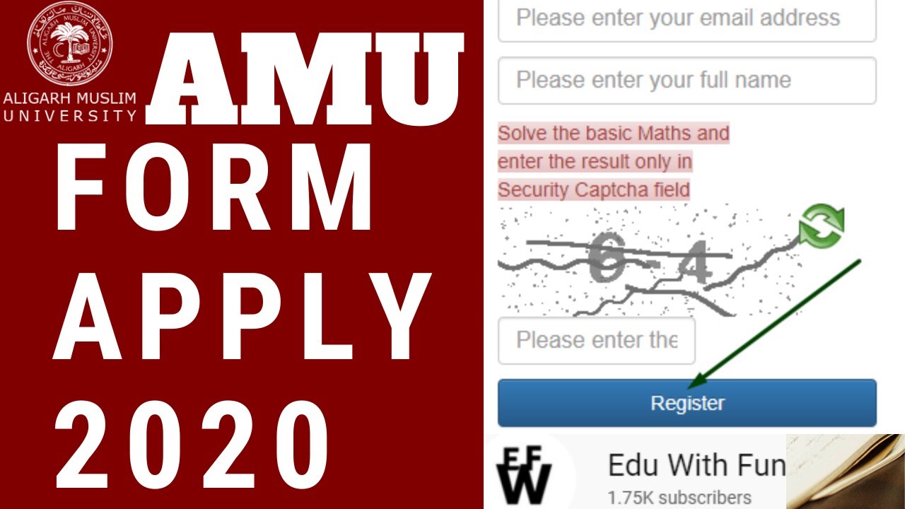 AMU Form Fill Up 2020 - AMU Entrance Test - YouTube