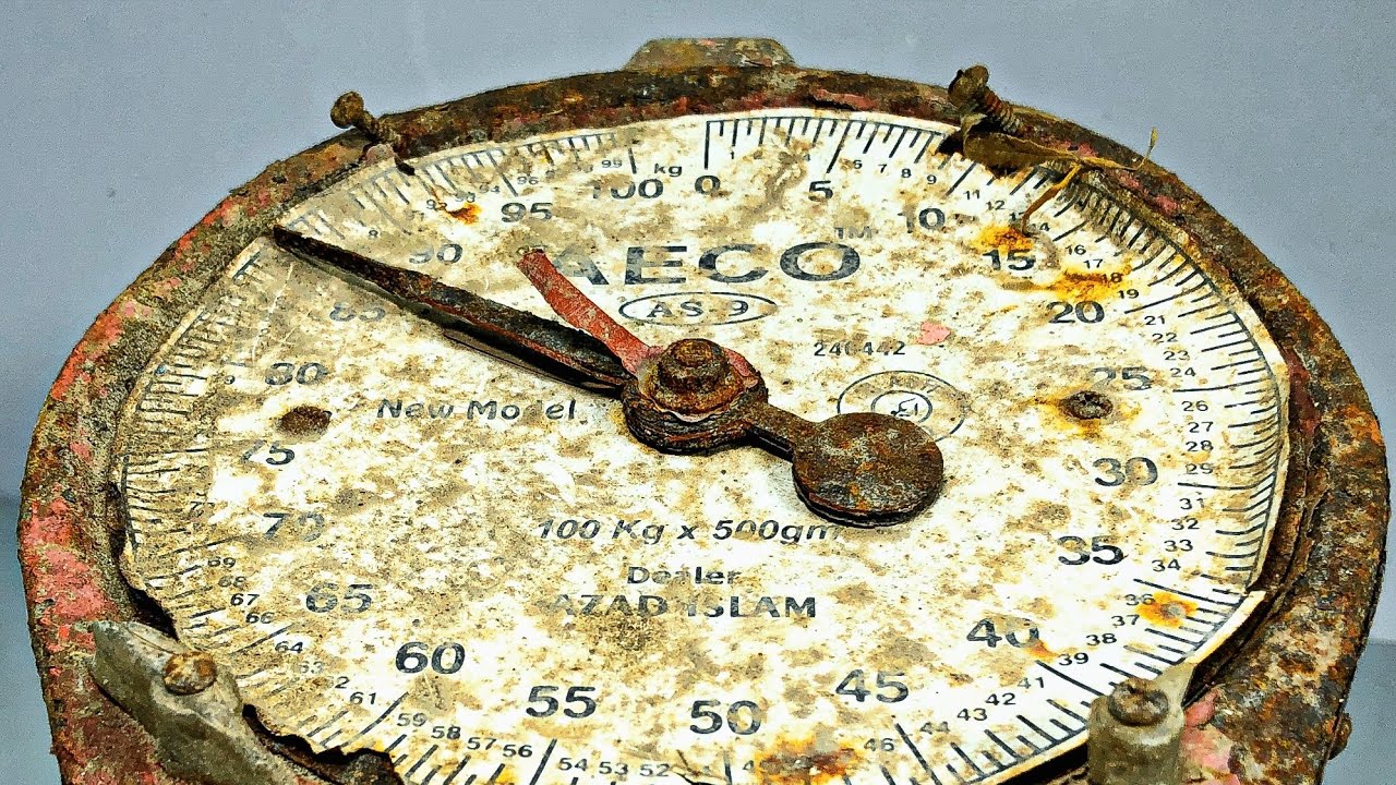 Rusty Antique Mechanical Scales Restoration - YouTube