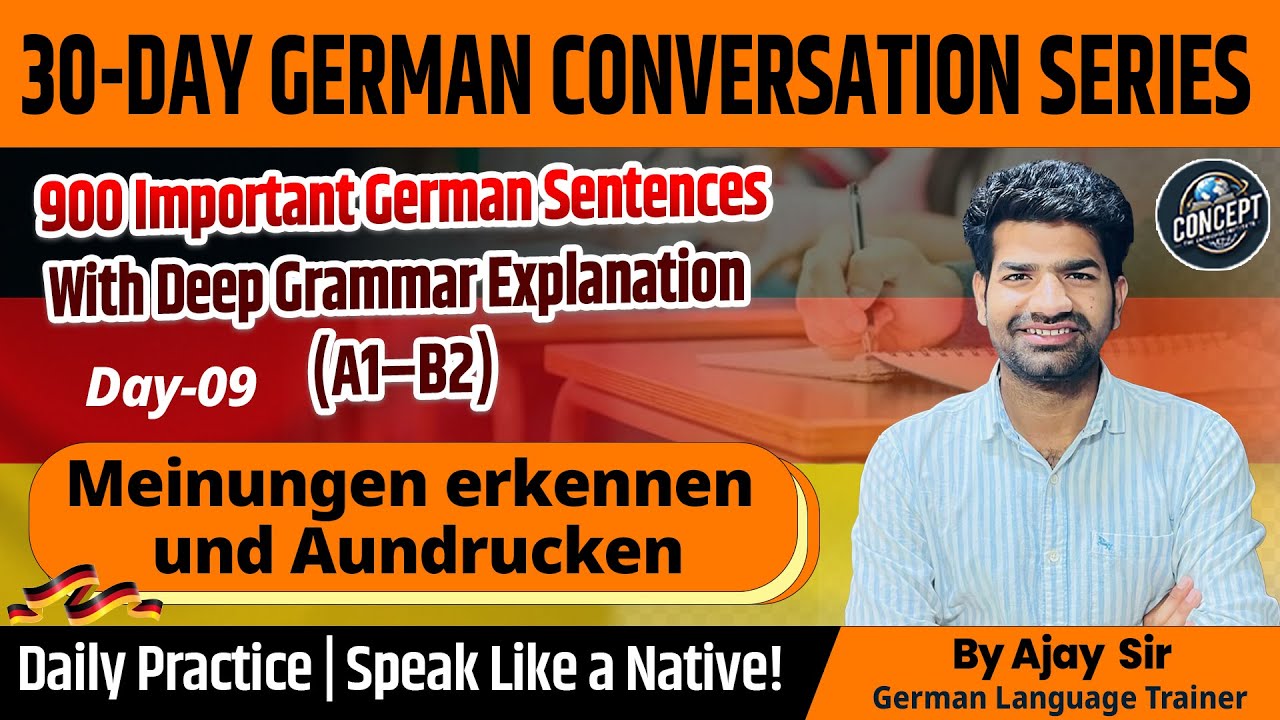 🔴Express Opinions in German 💭 | Day 09 | 900 Sentences + Grammar (A1–B2 ...