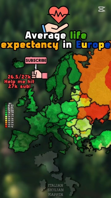Average life expectancy in Europe #mapping - YouTube