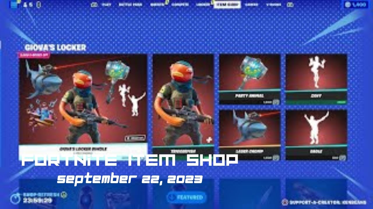 Fortnite Item Shop|September 22, 2023(New Giova's Locker Bundle) - YouTube