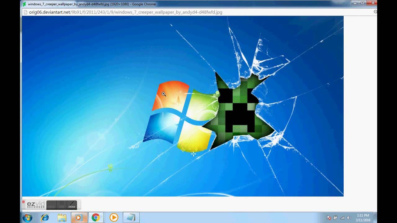 How Get Windows 7 Creeper Wallpaper - Hacker XTYL - YouTube