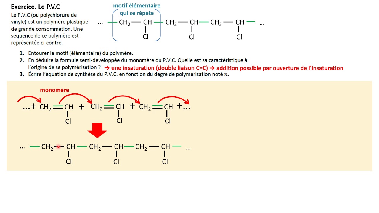 TERMSpé. Exercice : polymérisation, le PVC - YouTube