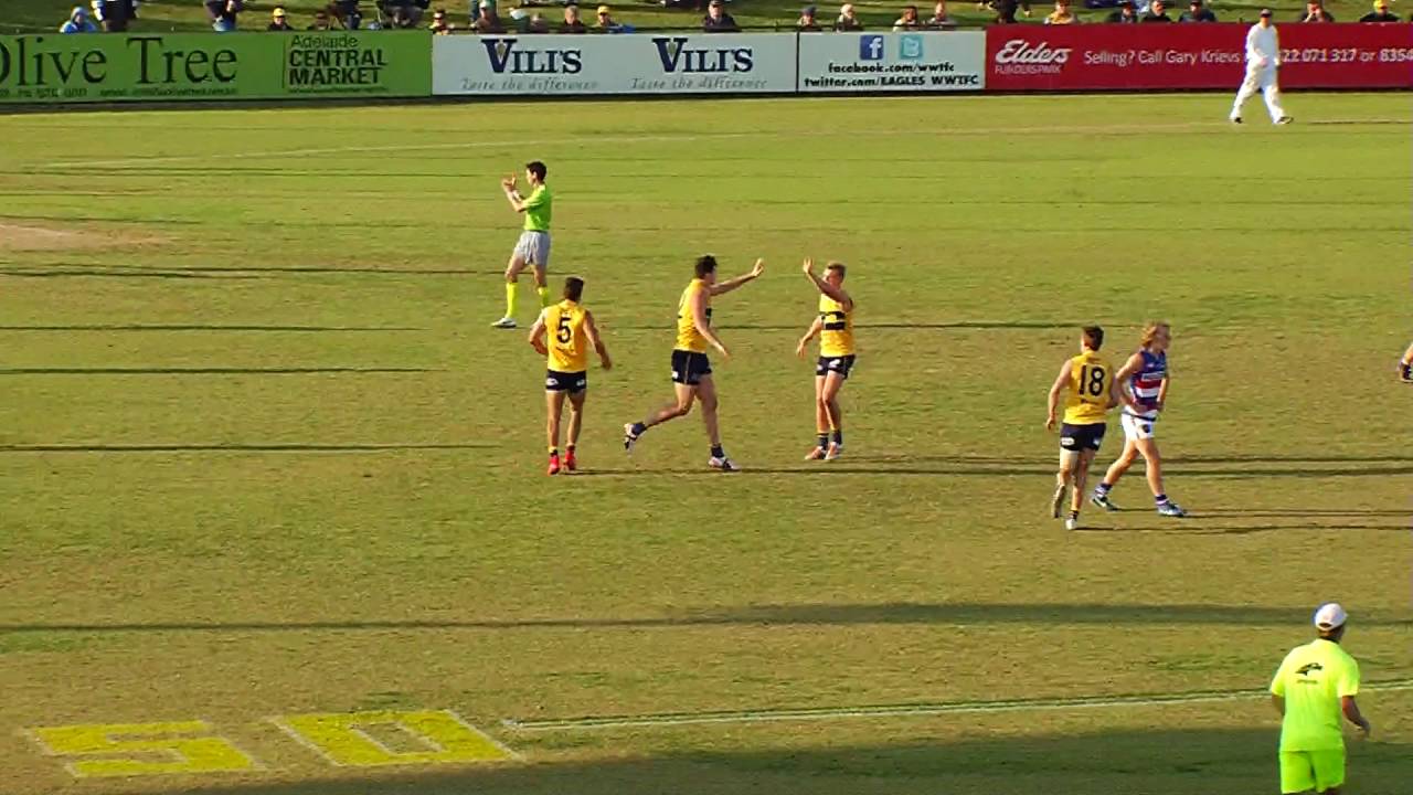 Eagles forward Andrew Ainger (12) kicks 5 in Rd 11, 2015 - YouTube