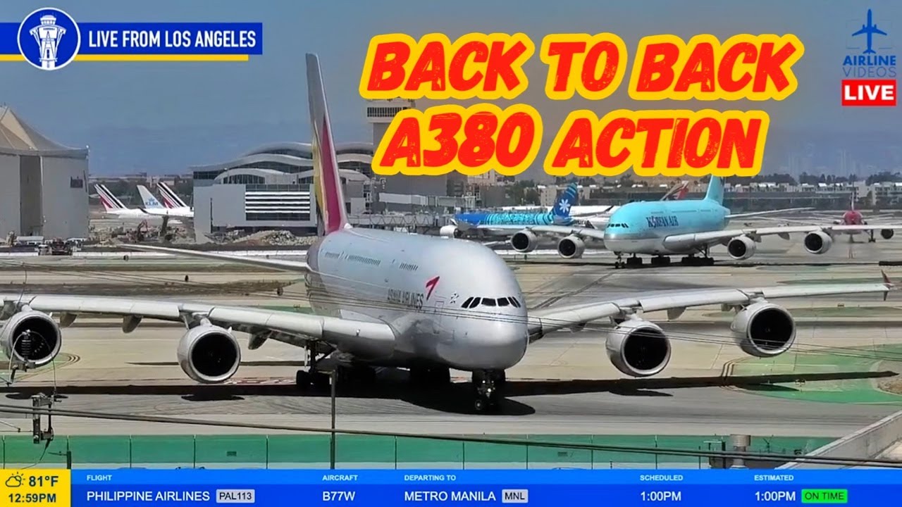 BACK to BACK Airbus A380 ACTION at LAX! - YouTube
