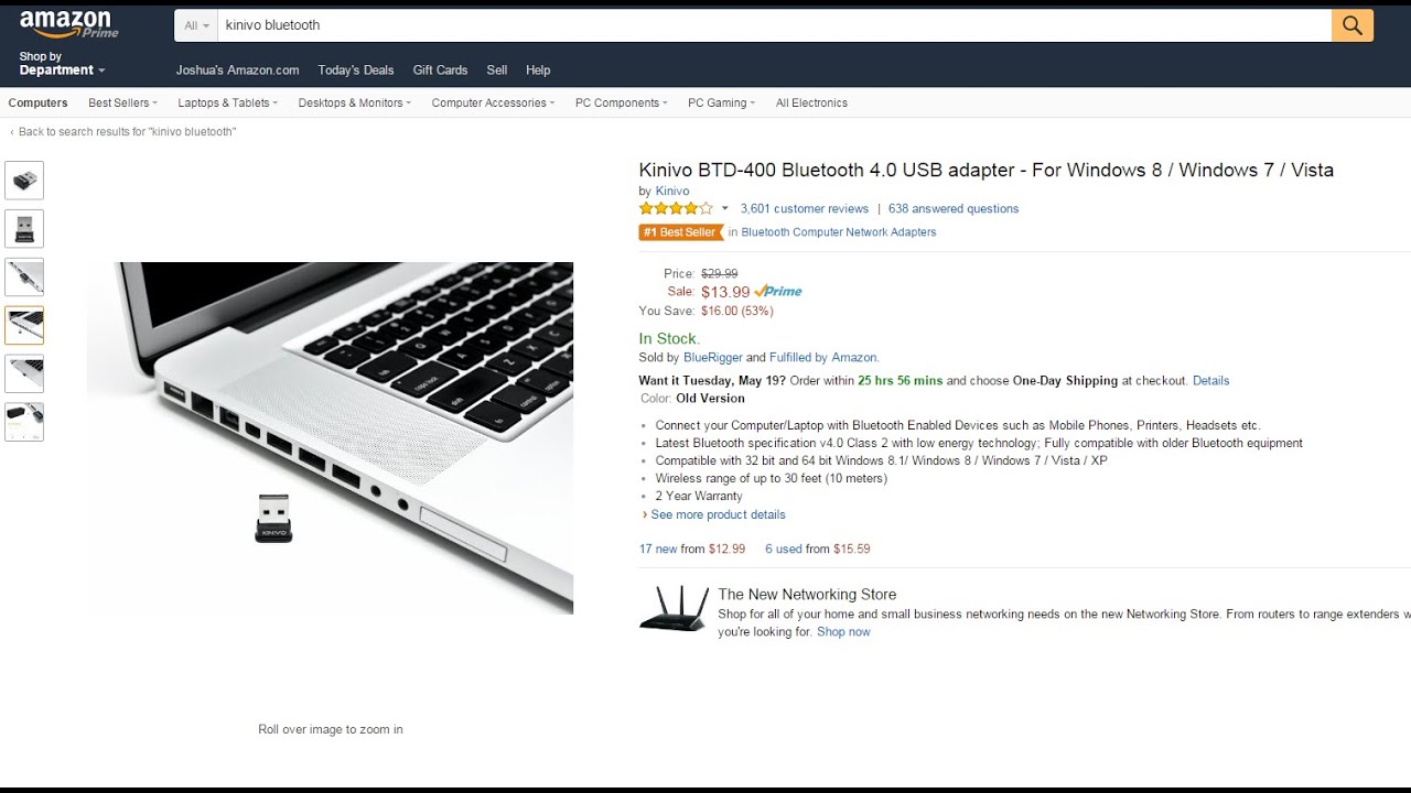 Kinivo BTD-400 Bluetooth 4.0 USB adapter - For Windows 10 / Windows 8 ...