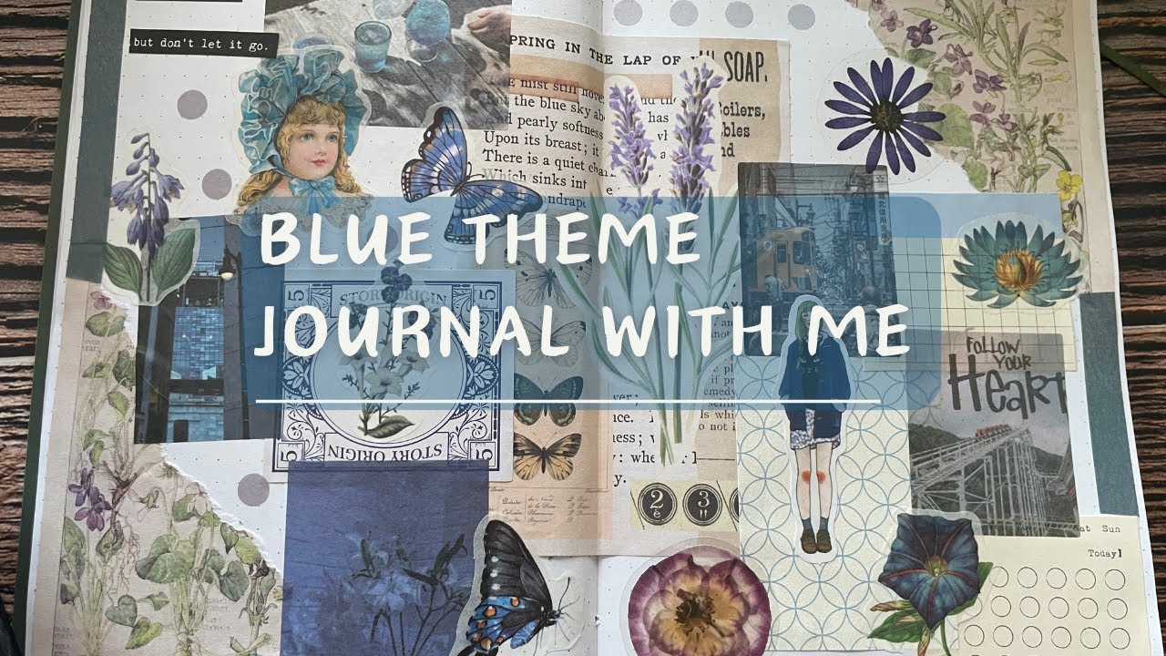 ASMR Journal with me 📝 | No talking | relaxing blue theme journal ...