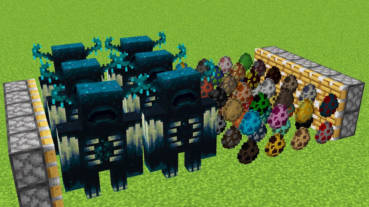 X111 Wardens and ALL Mobs eggs, Minecraft combined - YouTube