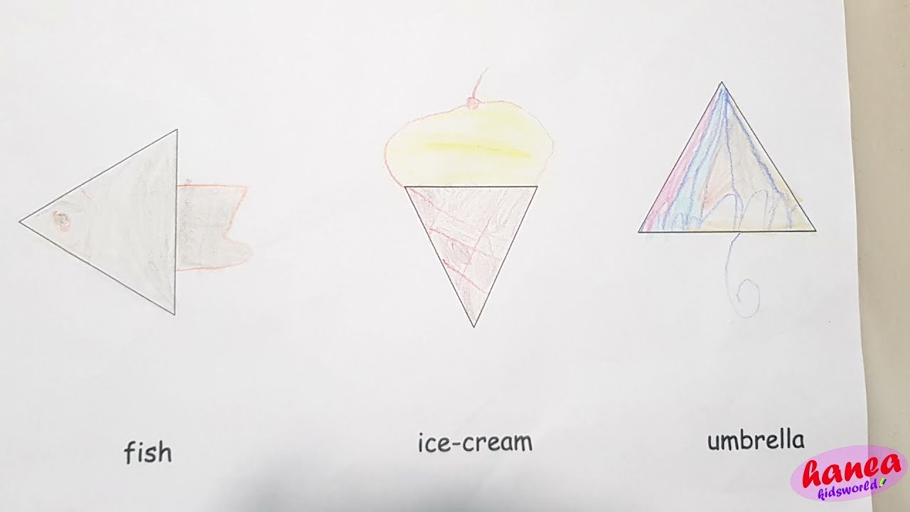 Triangle shape learning & kids drawing - YouTube