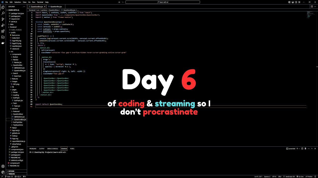 day 6 of coding & streaming to stop myself from procrastinating (9 - 5 ...