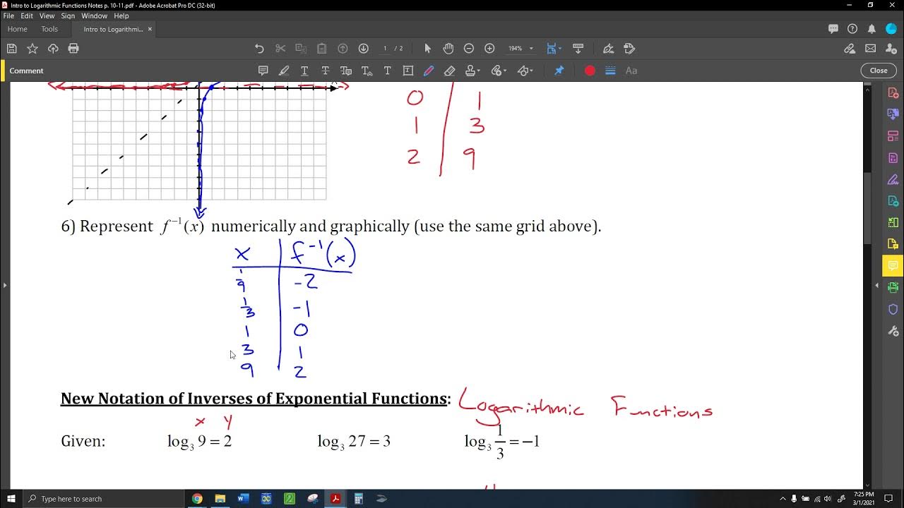 Intro to Logarithmic Functions p. 10-11 - YouTube