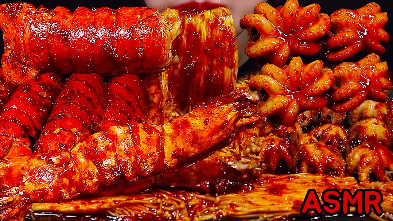 ASMR ऑक्टोपस, मशरूम JAMUR ENOKI REAL SPICY OCTOPUS (RECIPE) SPICY ENOKI ...