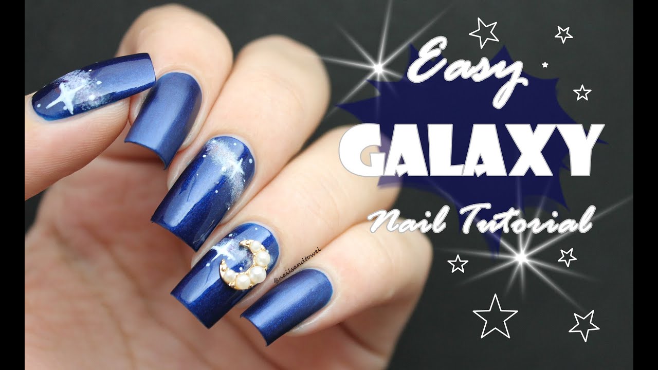 Easy Galaxy Nail Tutorial - YouTube