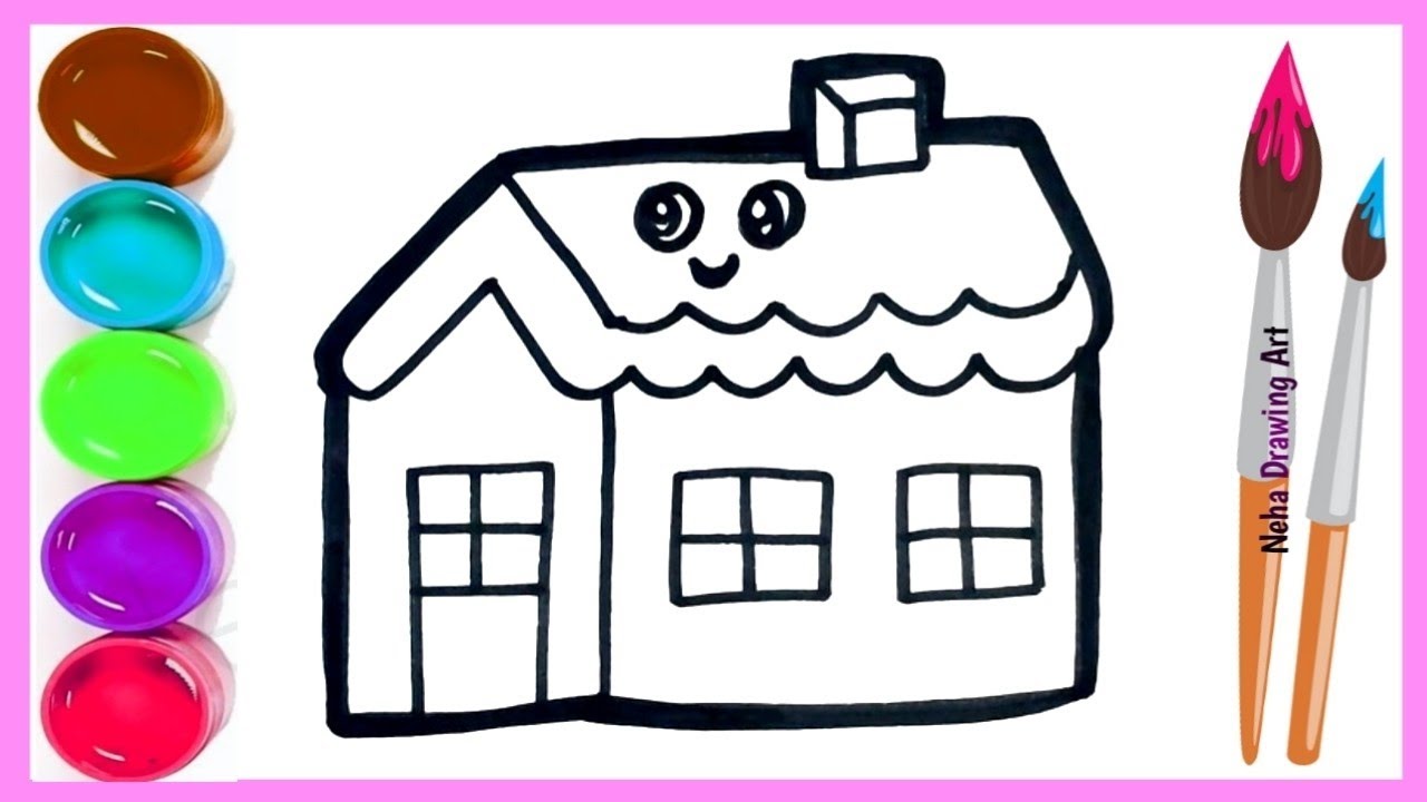 How to draw a cute hut | step by step drawing | drawing and colorig for ...