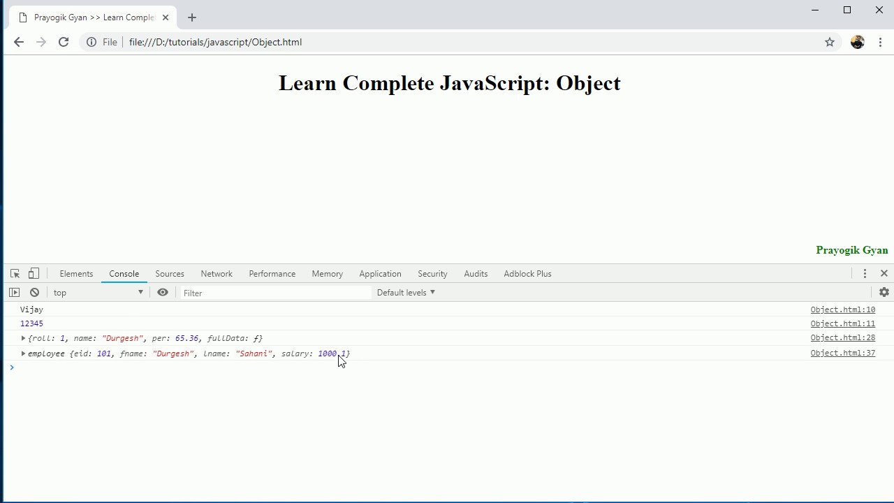Javascript Object Constructor Getter And Setter Method In Hindi Part11 Youtube