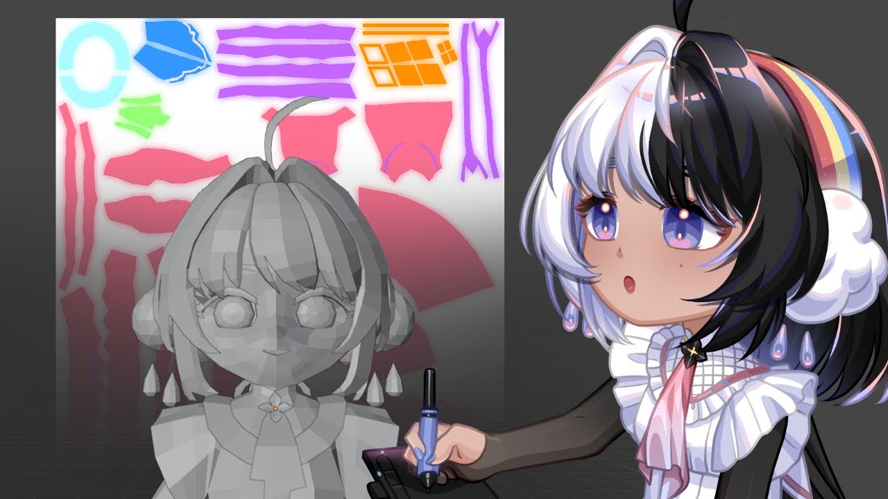 Live modeling 3D vtuber sendiri - Texture painting - YouTube