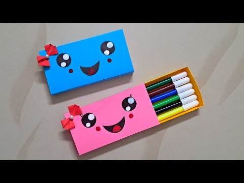 DIY - How to make a paper pencil box | Paper pencil box idea | Easy ...