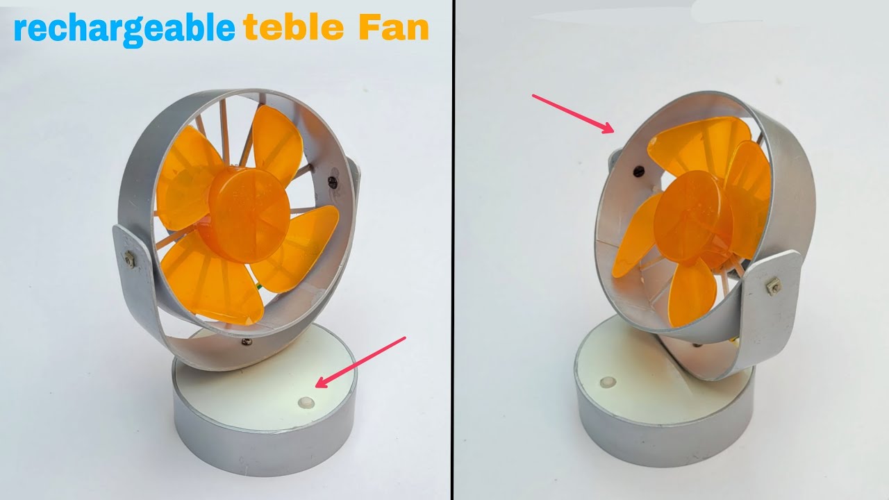 Homemade rechargeable tebal fan || Making an portable ĝdc fan || - YouTube