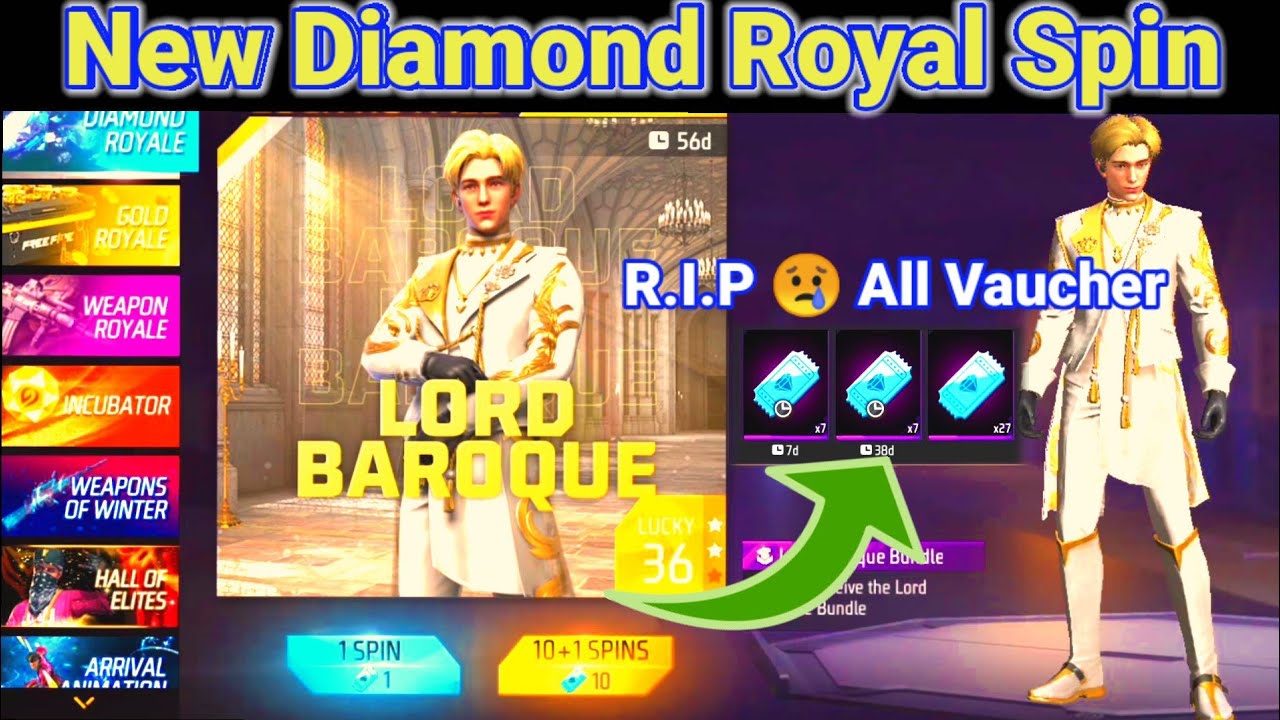 Lord Baroque New Diamond Royal Bundle Spin | Free fire new event 🥳 ...