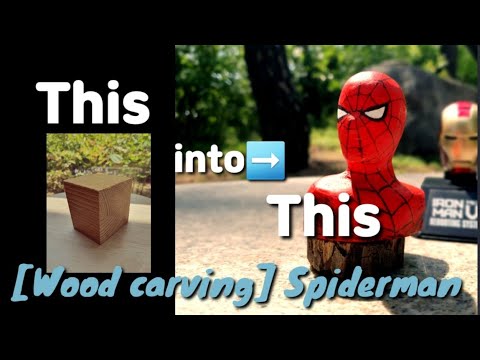 How to make Spiderman by carving wood 우드카빙 스파이더맨 - YouTube
