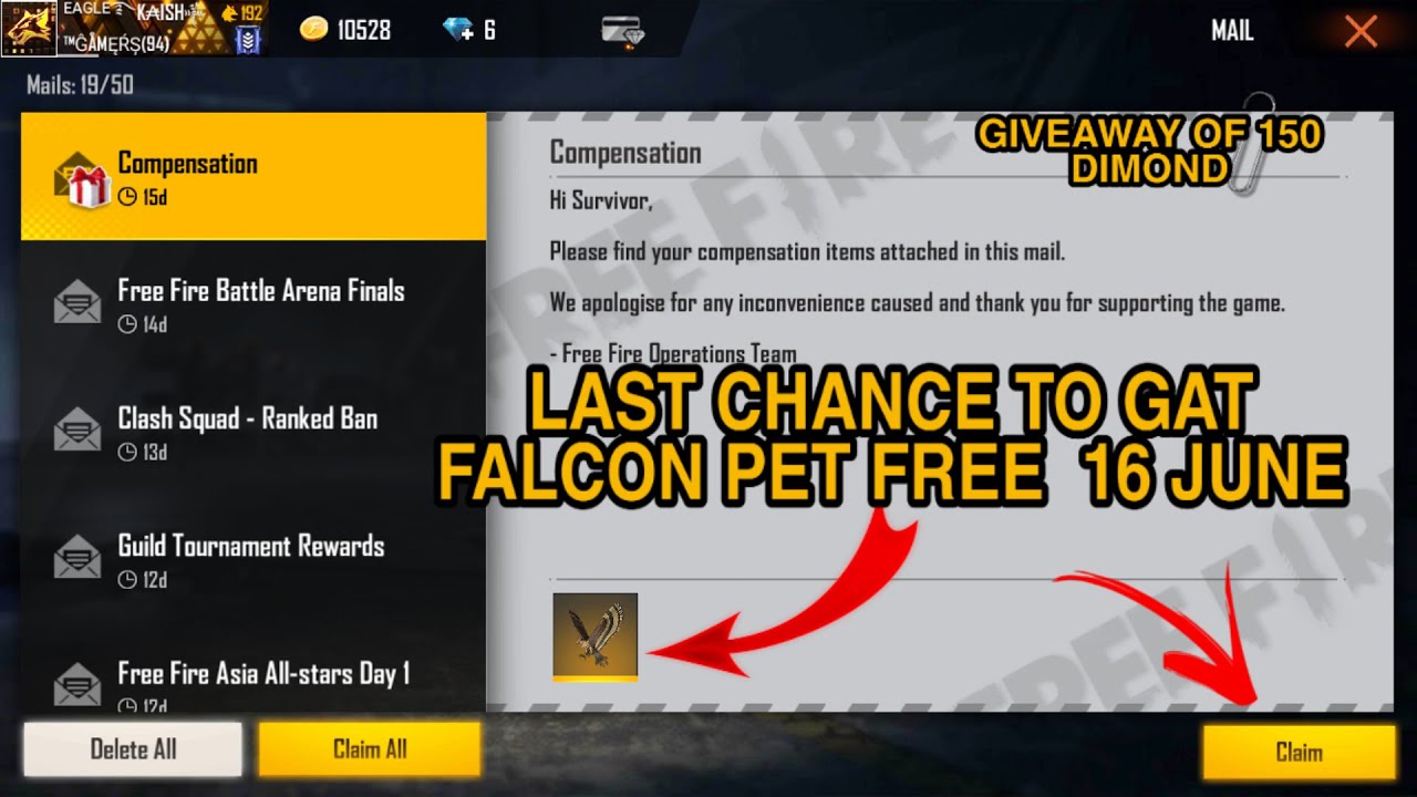 HOW TO GAT FELCON PET IN FREE FIRE ||FELCON PET COME IN Meal ON 16 JUNE ...