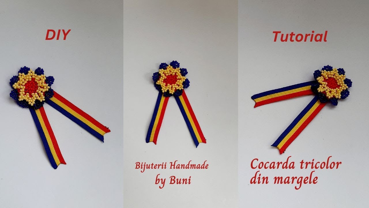 Cum se face o cocarda tricolor din margele / cockade beaded tutorial ...