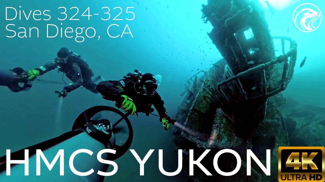SCUBA DPV Wreck Diving the HMCS Yukon - San Diego, CA, 2024 - 4k - YouTube