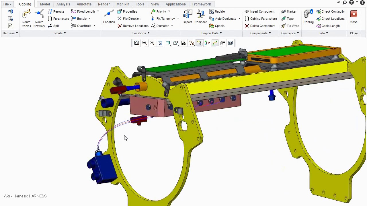 Tutorial Cabling Design Routing Cables Tips and Tricks - Creo - YouTube