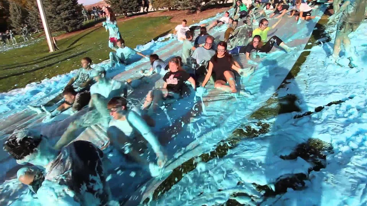 Super Long Blue Foam Slip and Slide (True Blue Football) - YouTube