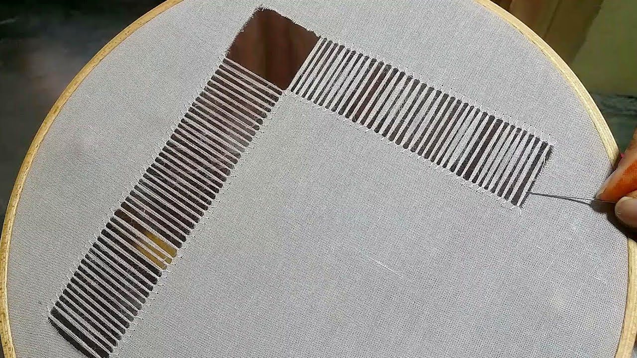 How to Draw Threads and Embroider Ladder Hemstitch for Corner - Part 1 ...