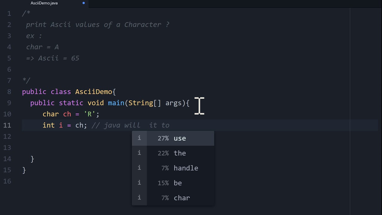 print Ascii values of a Character ? شرح جافا بالعربي - YouTube